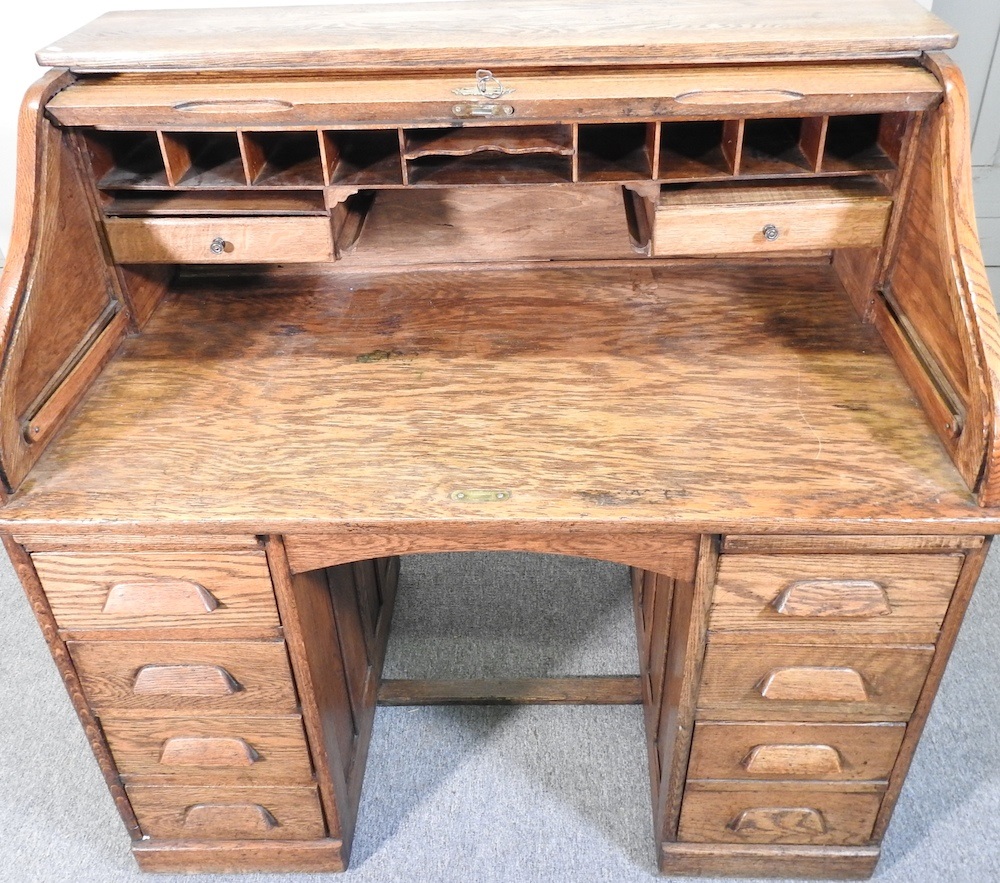 Lot 43 - A tambour desk