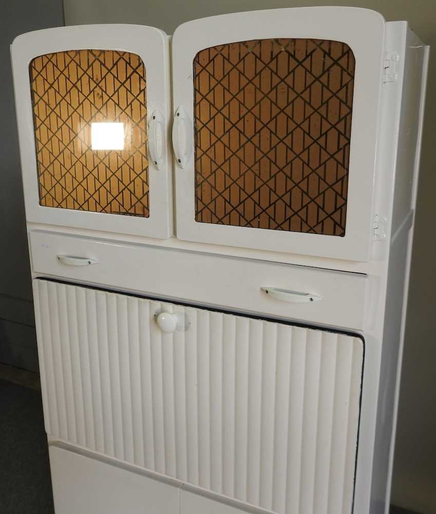 Lot 133 - A vintage white larder cabinet
