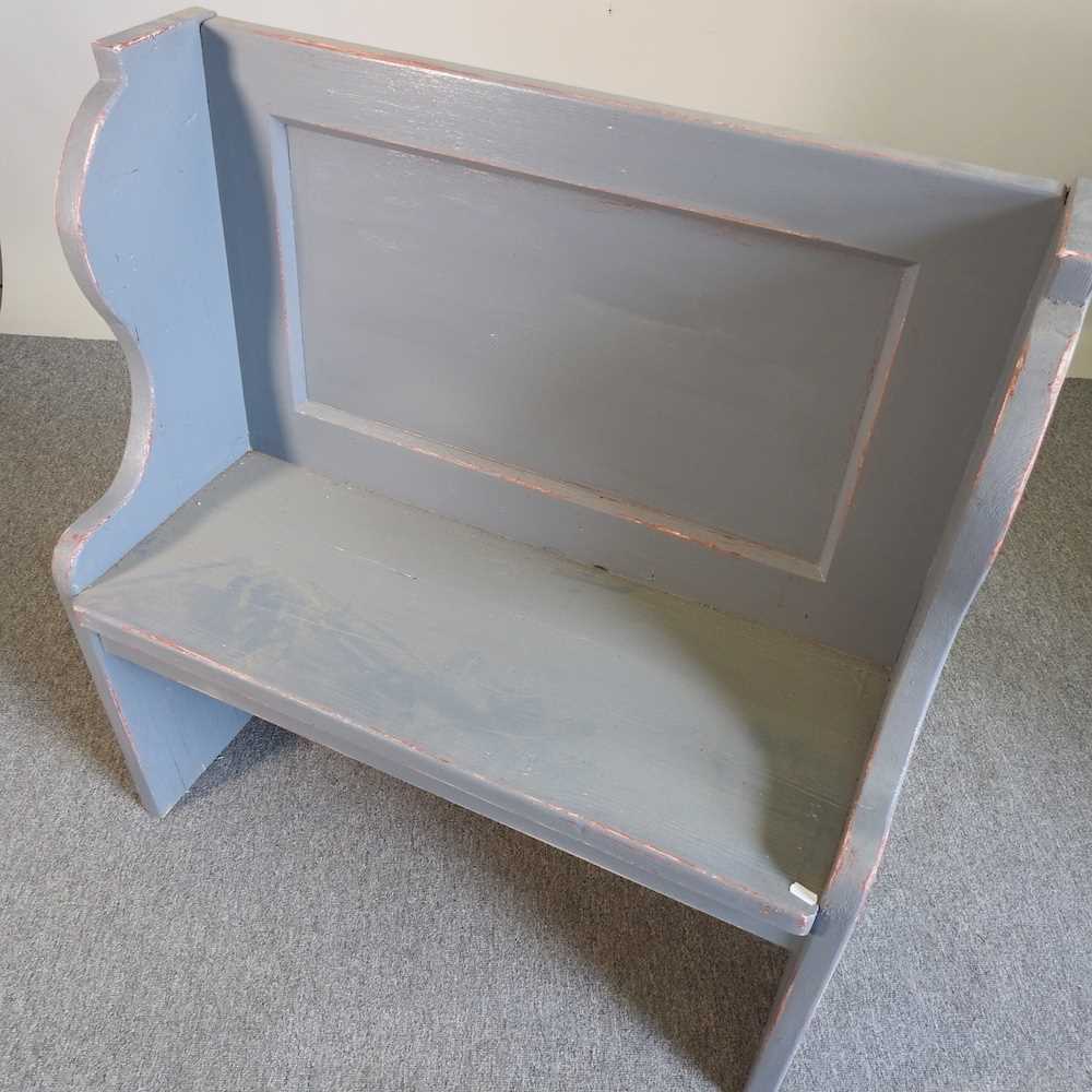 Lot 487 - A grey painted pew