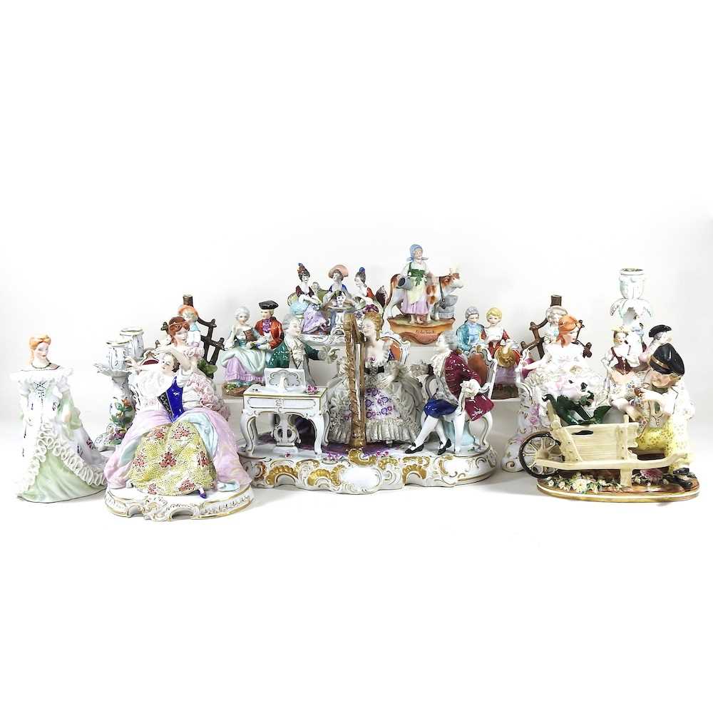 Lot 442 - A large Dresden porcelain figure group, of