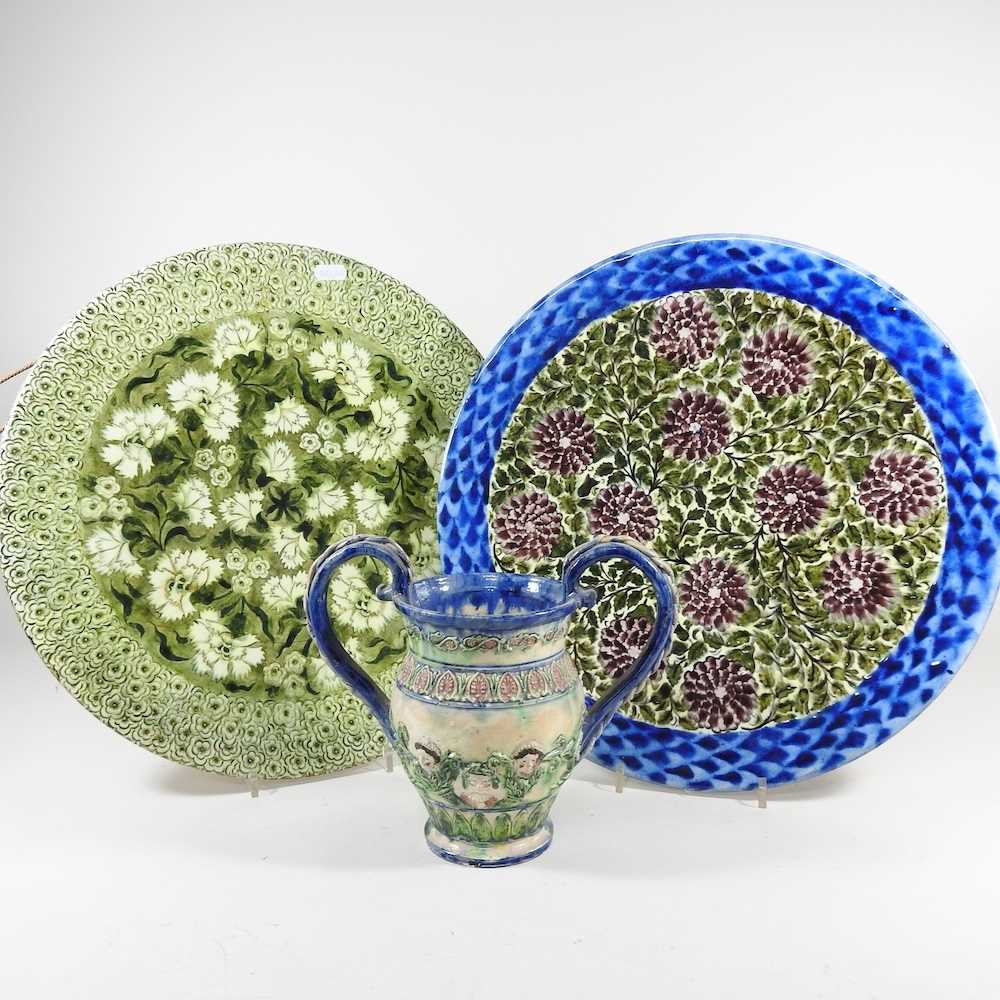 Lot 222 - A Castle Hedingham pottery loving cup, 21cm