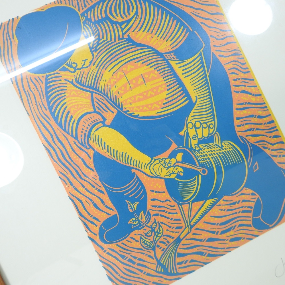 Lot 237 - James Dodds, b1957, Watering, linocut,