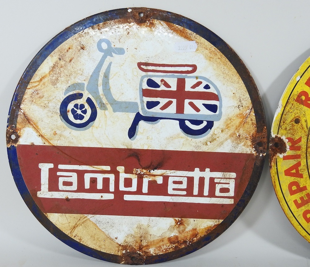 Lot 163 - A vintage style advertising sign Lambretta,