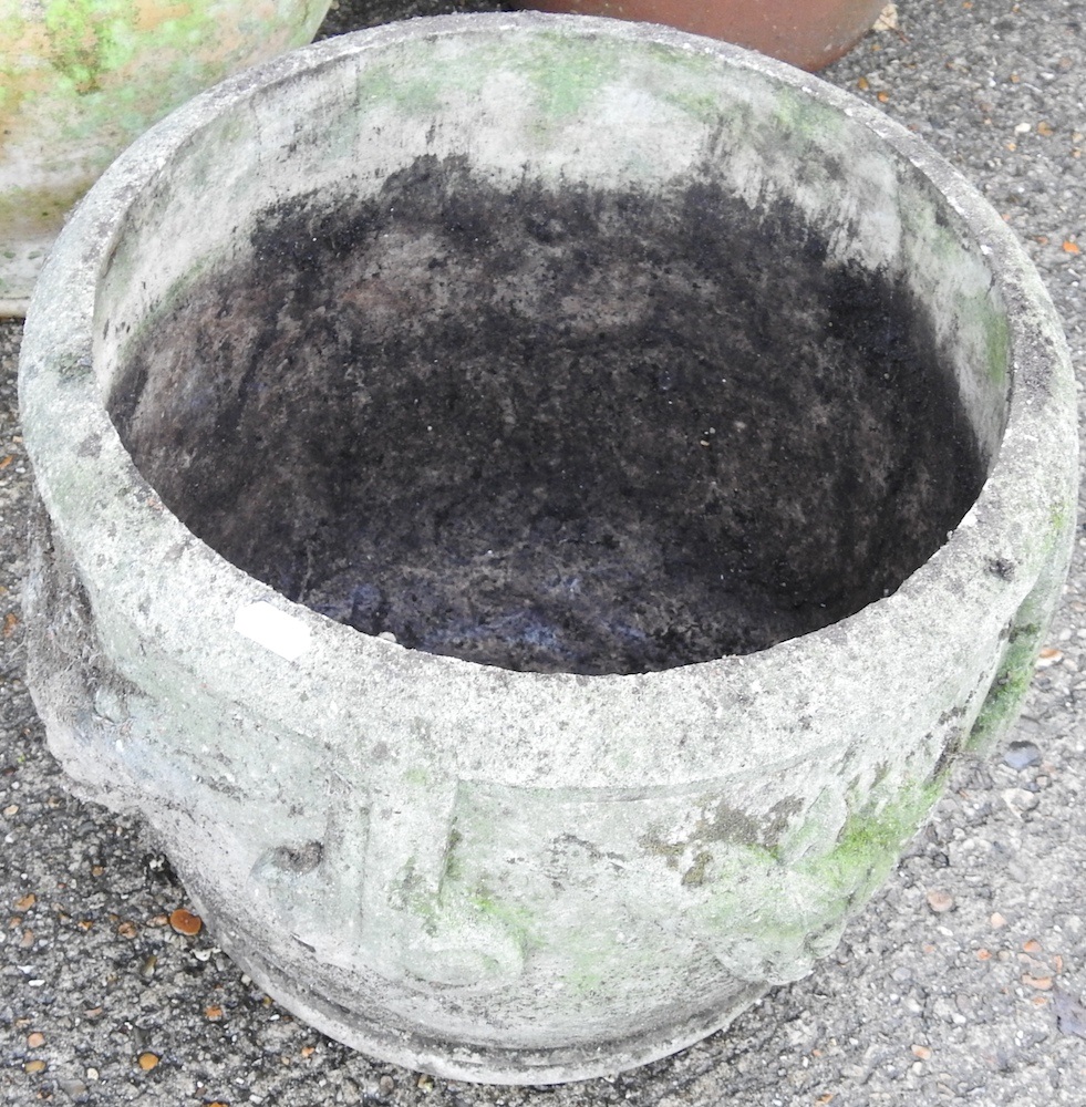 Lot 113 - A pair of faux slate garden planters, 45cm