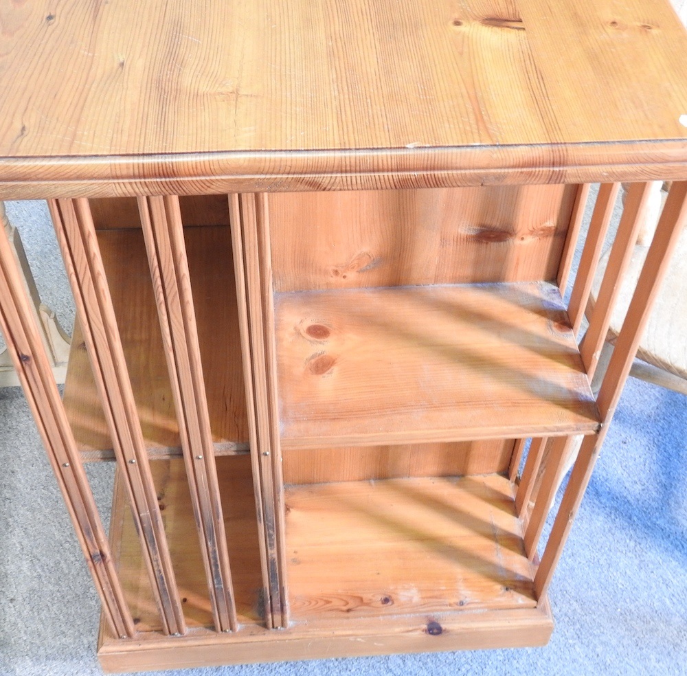 Lot 88 - A pine revolving bookcase, 55cm wide,