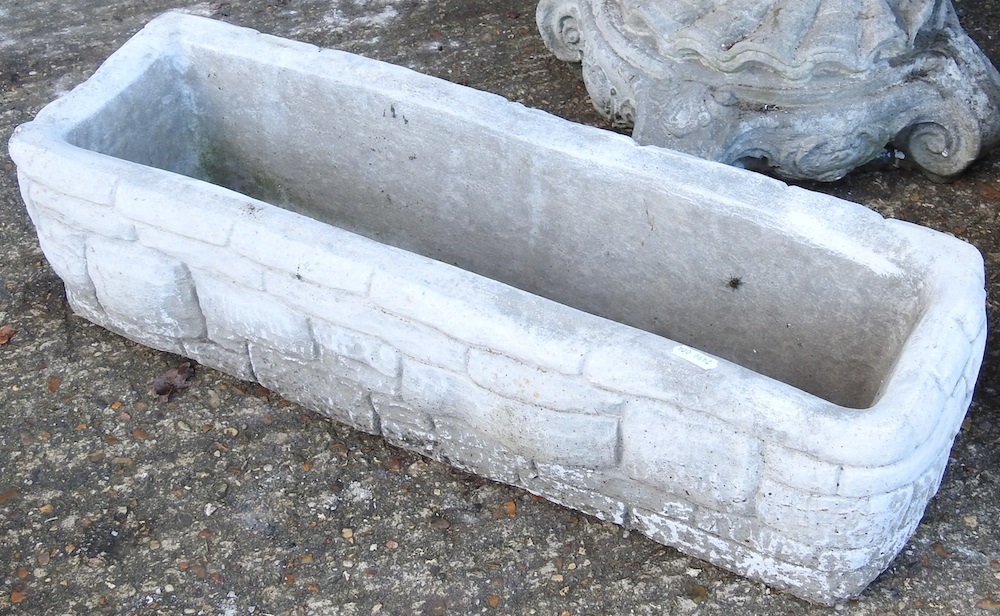 Lot 351 - A pair of reconstituted stone garden troughs,
