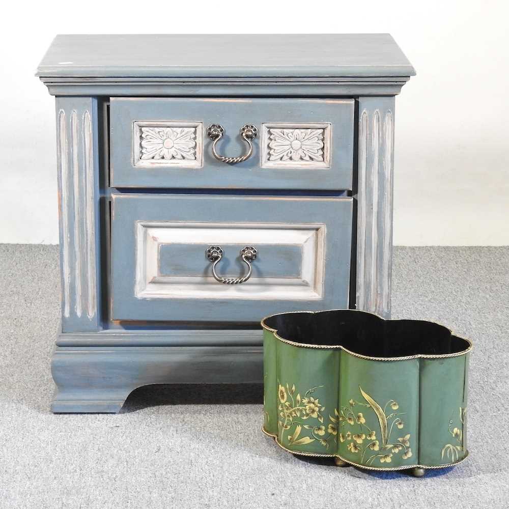 Lot 575 - A small painted chest, together with a metal