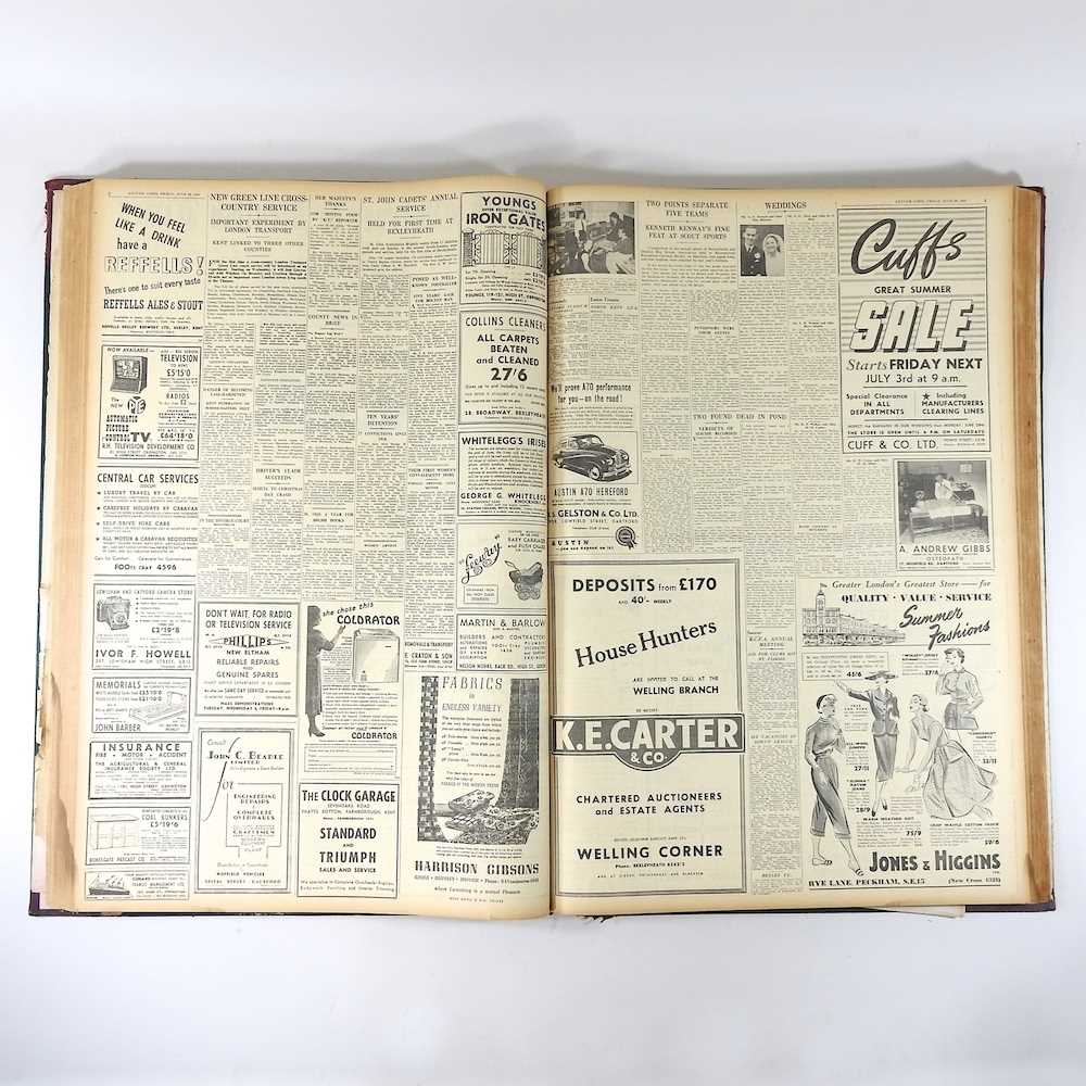 Lot 463 - A collection of 1950's newspapers, bound in