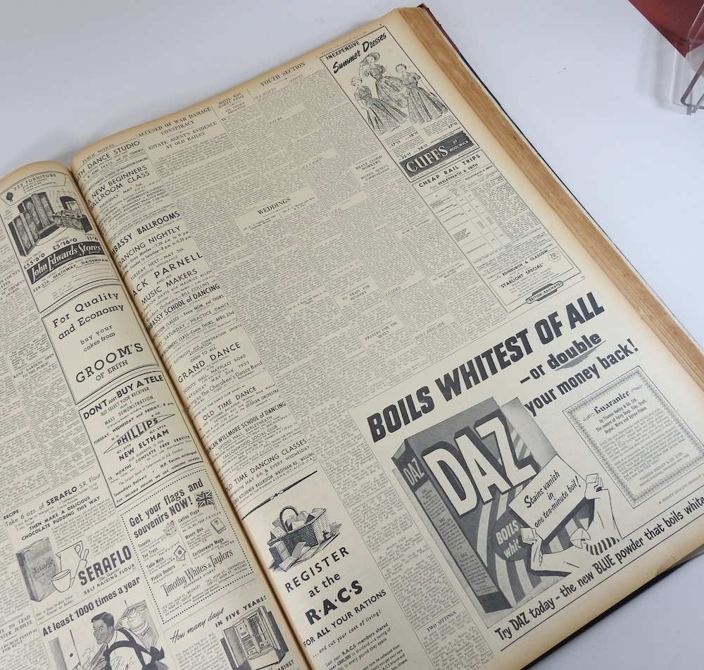 Lot 463 - A collection of 1950's newspapers, bound in