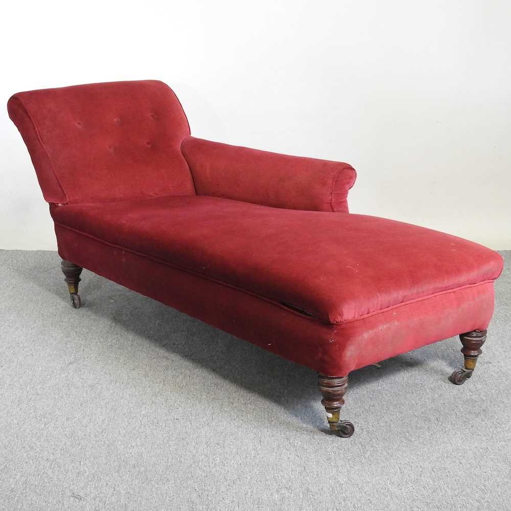 Lot 468 - A late Victorian red upholstered chaise
