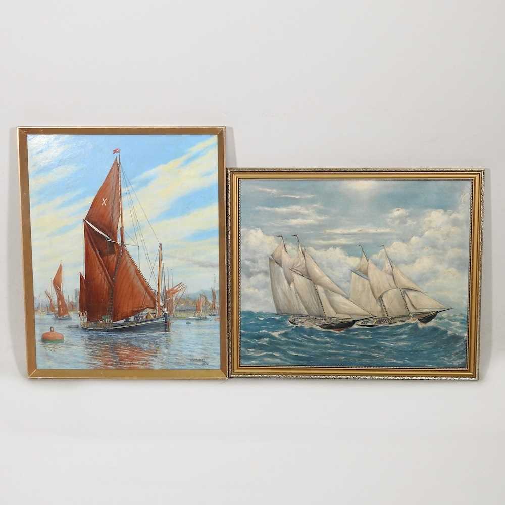 Lot 493 - H W Ward, 20th century, Out with the tide,
