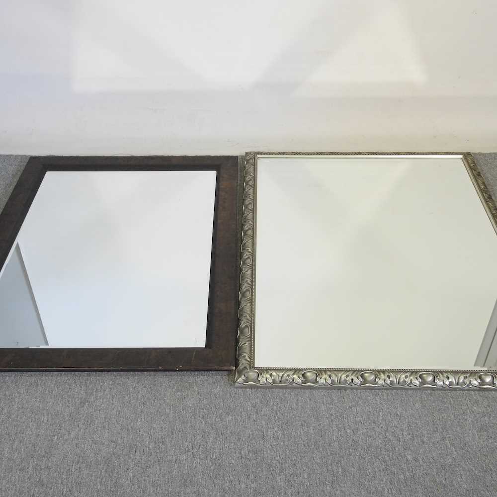 Lot 185 - A large silver painted framed wall mirror,