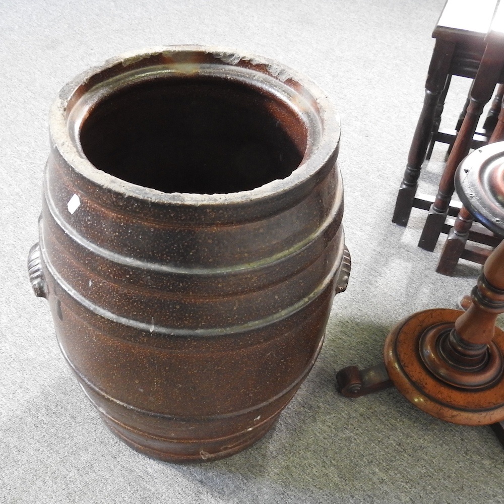 Lot 235 - A 19th century salt glazed stoneware barrel,