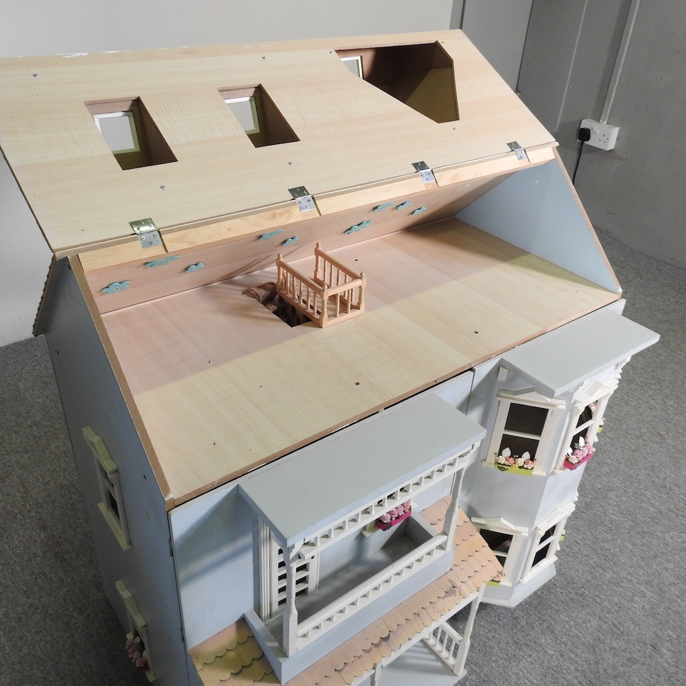 Lot 87 - A grey painted doll's house