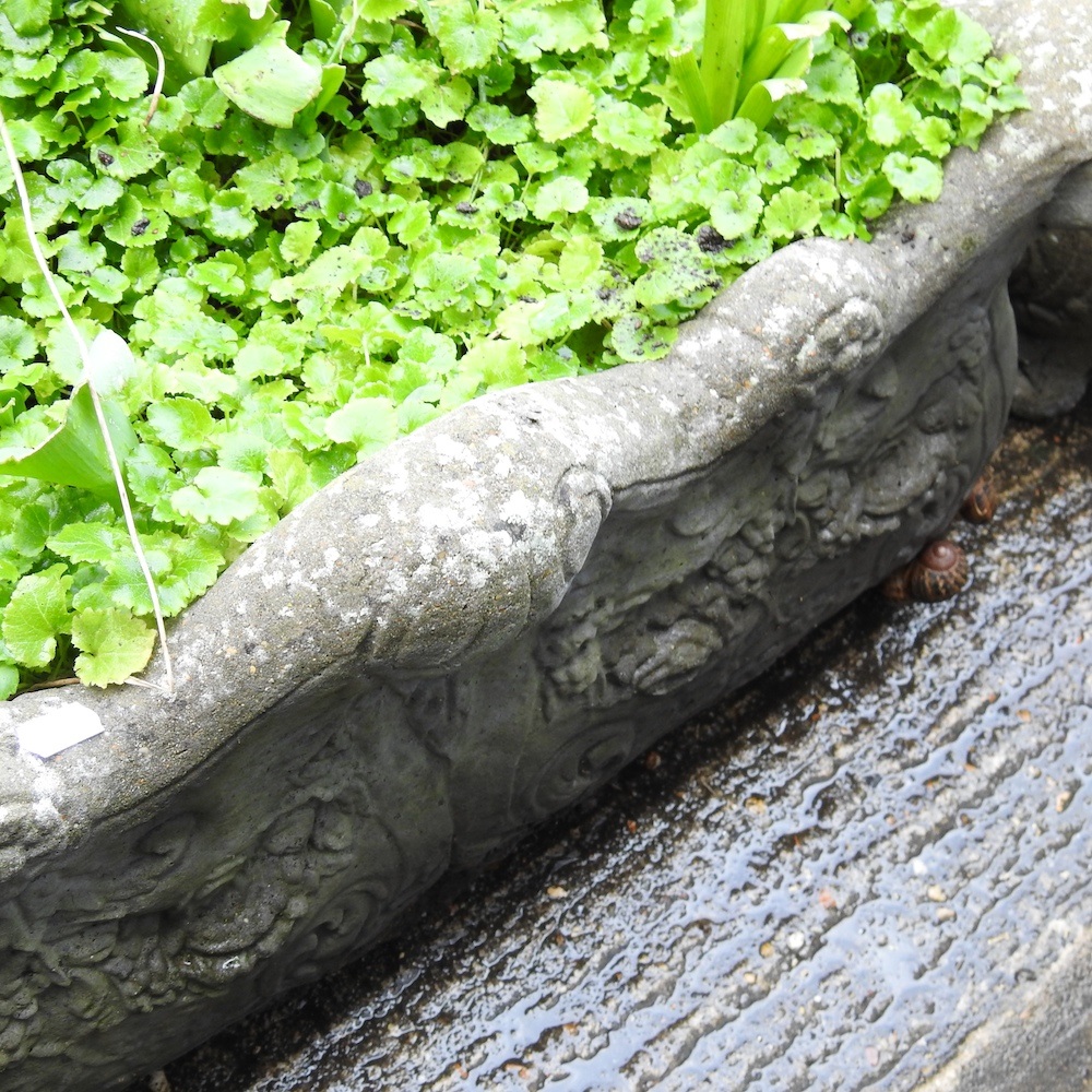 Lot 288 - A pair of cast stone garden troughs, with