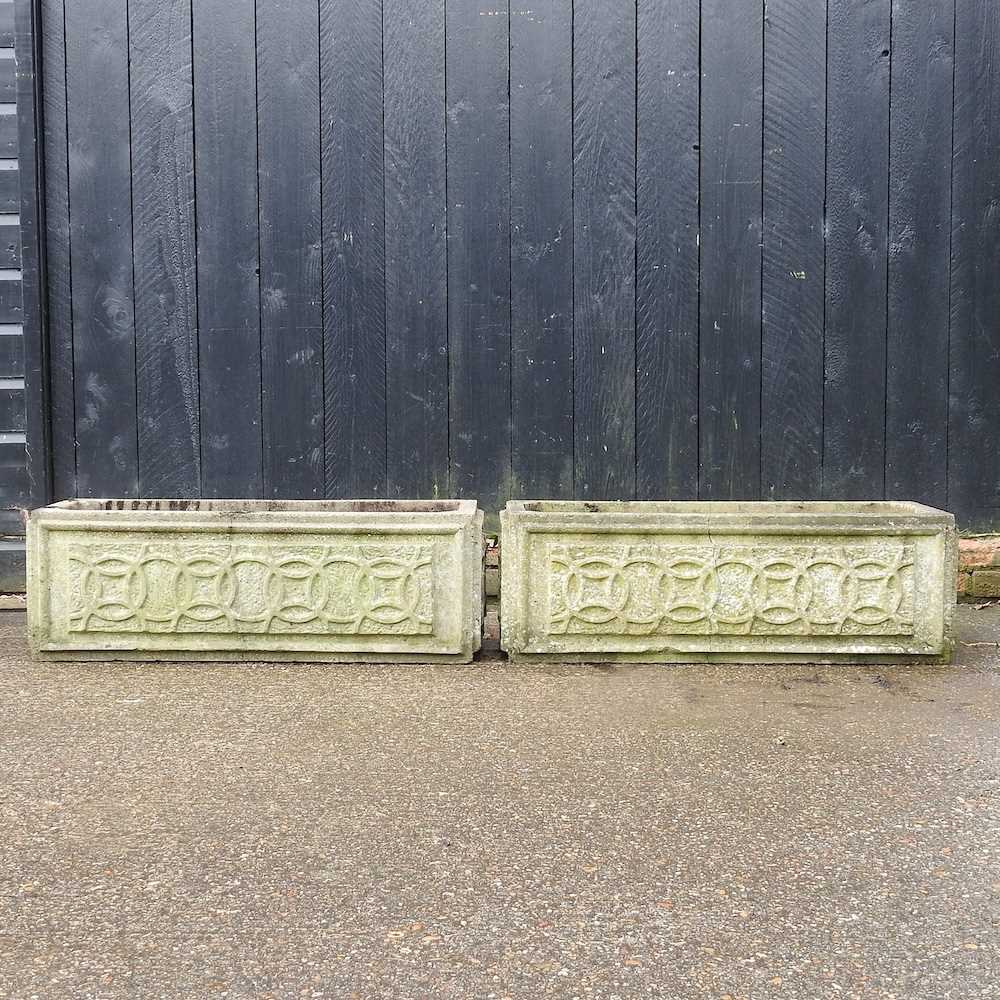 Lot 862 - A pair of cast stone garden troughs (2)