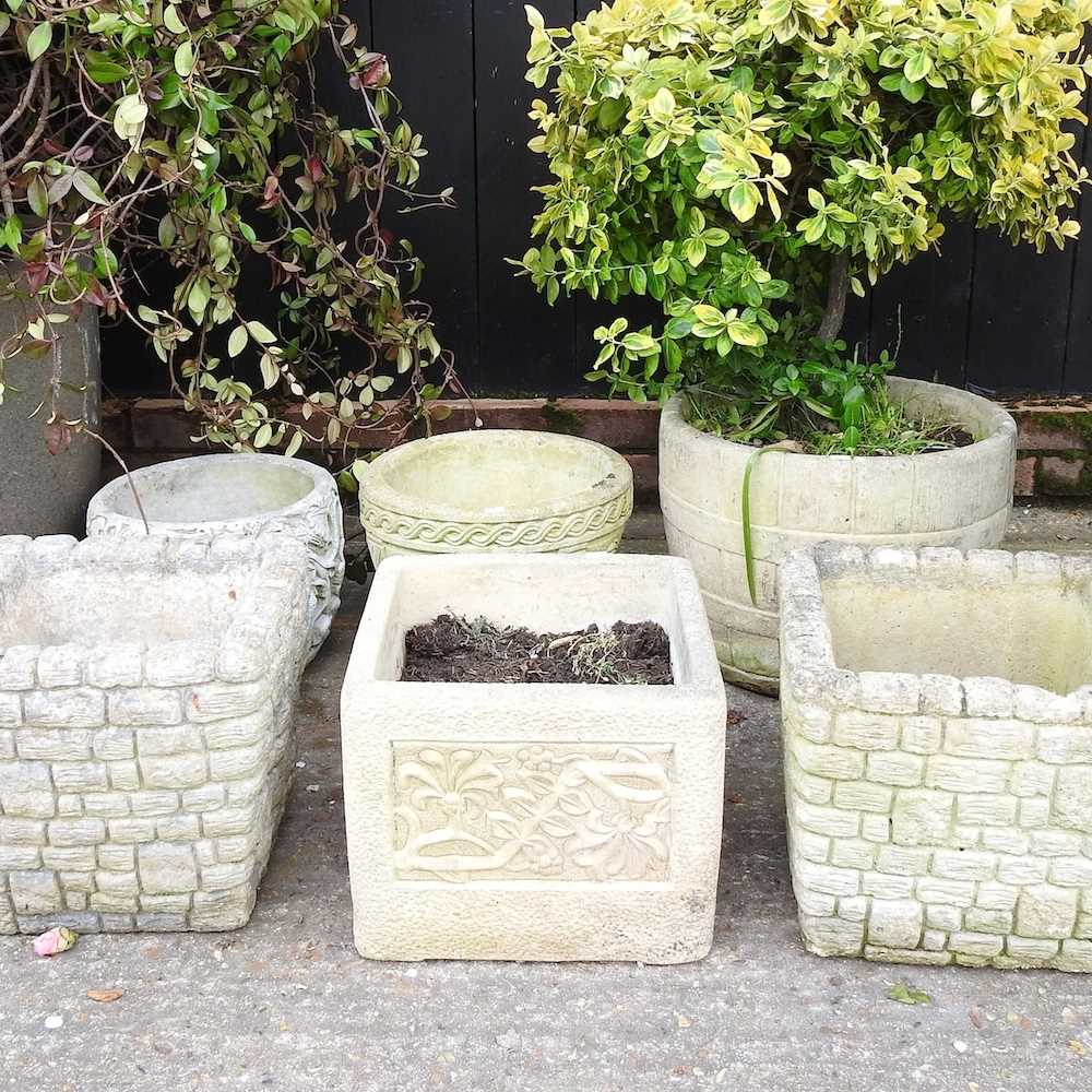 Lot 327 - A pair of square garden pots, together with