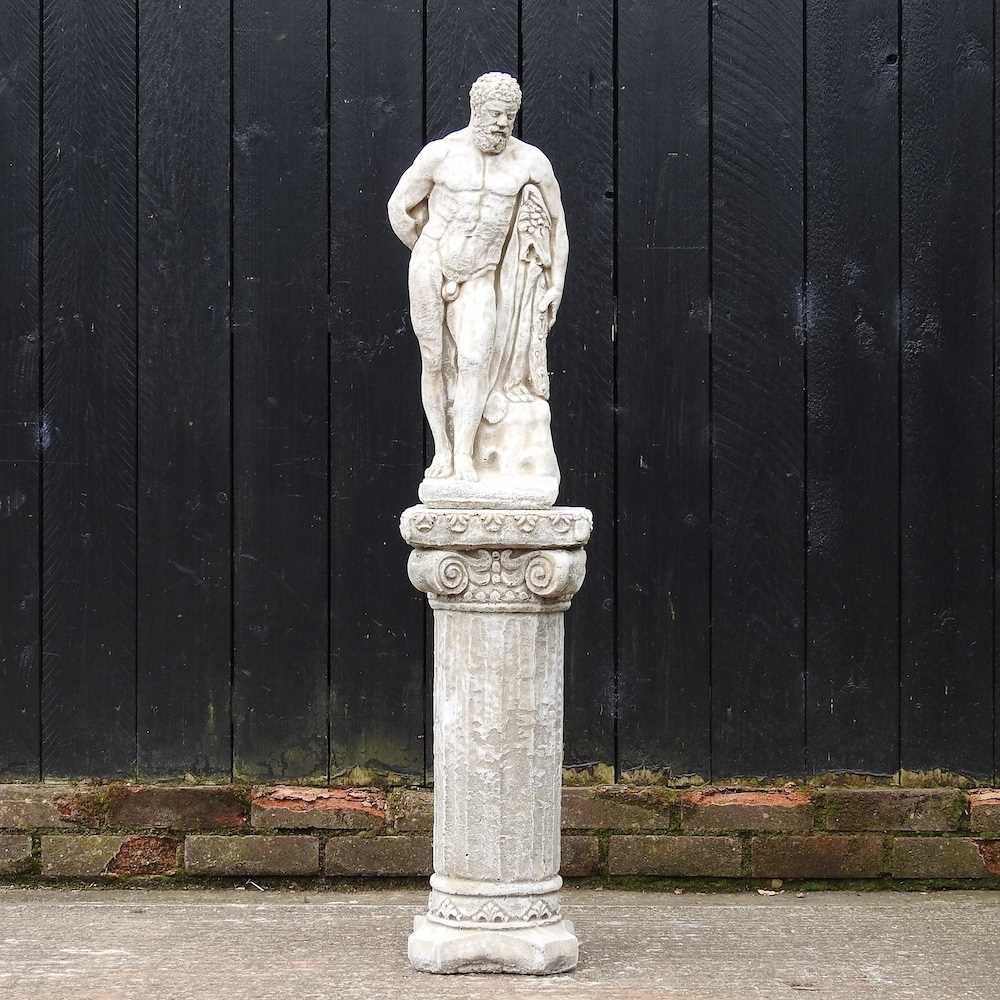 Lot 178 - A cast stone garden statue of Hercules, on a