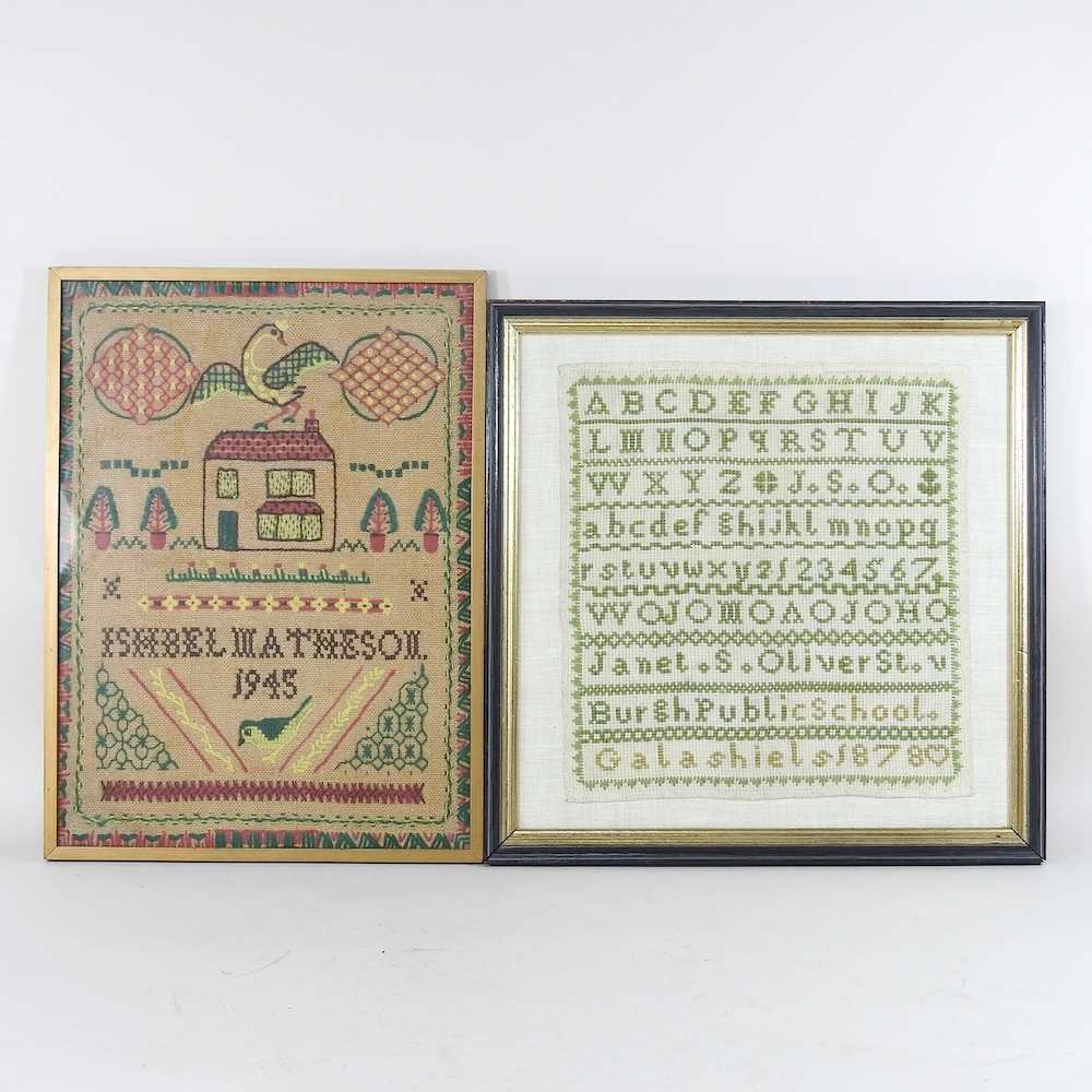 Lot 207 - A Victorian needlework sampler, worked with