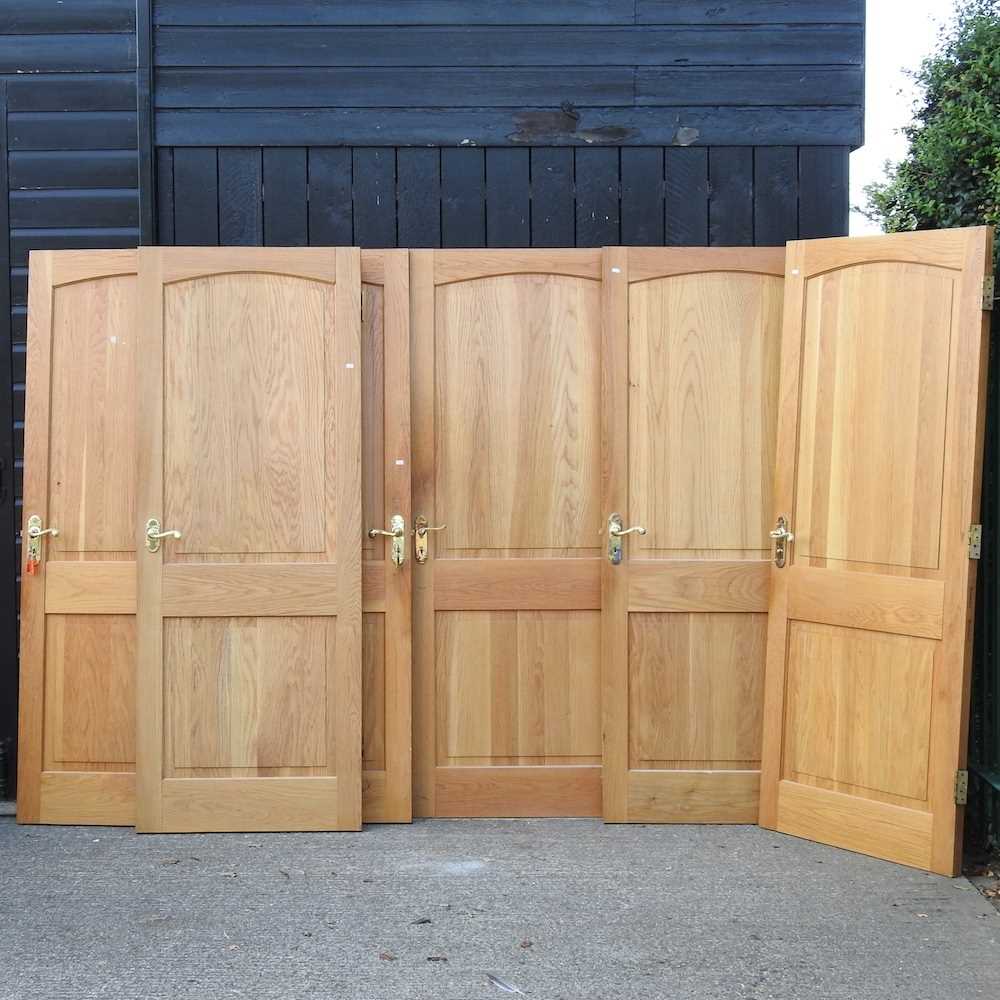 Lot 542 - Six modern light oak panelled interior doors