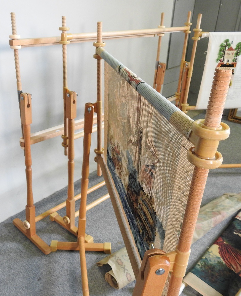 Lot 597 - A collection of needlework frames to include