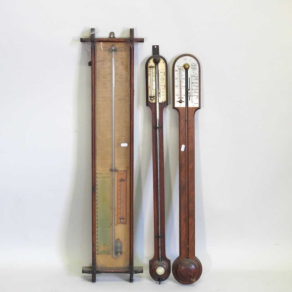 Lot 581 - A 19th century stick barometer, 89cm high,