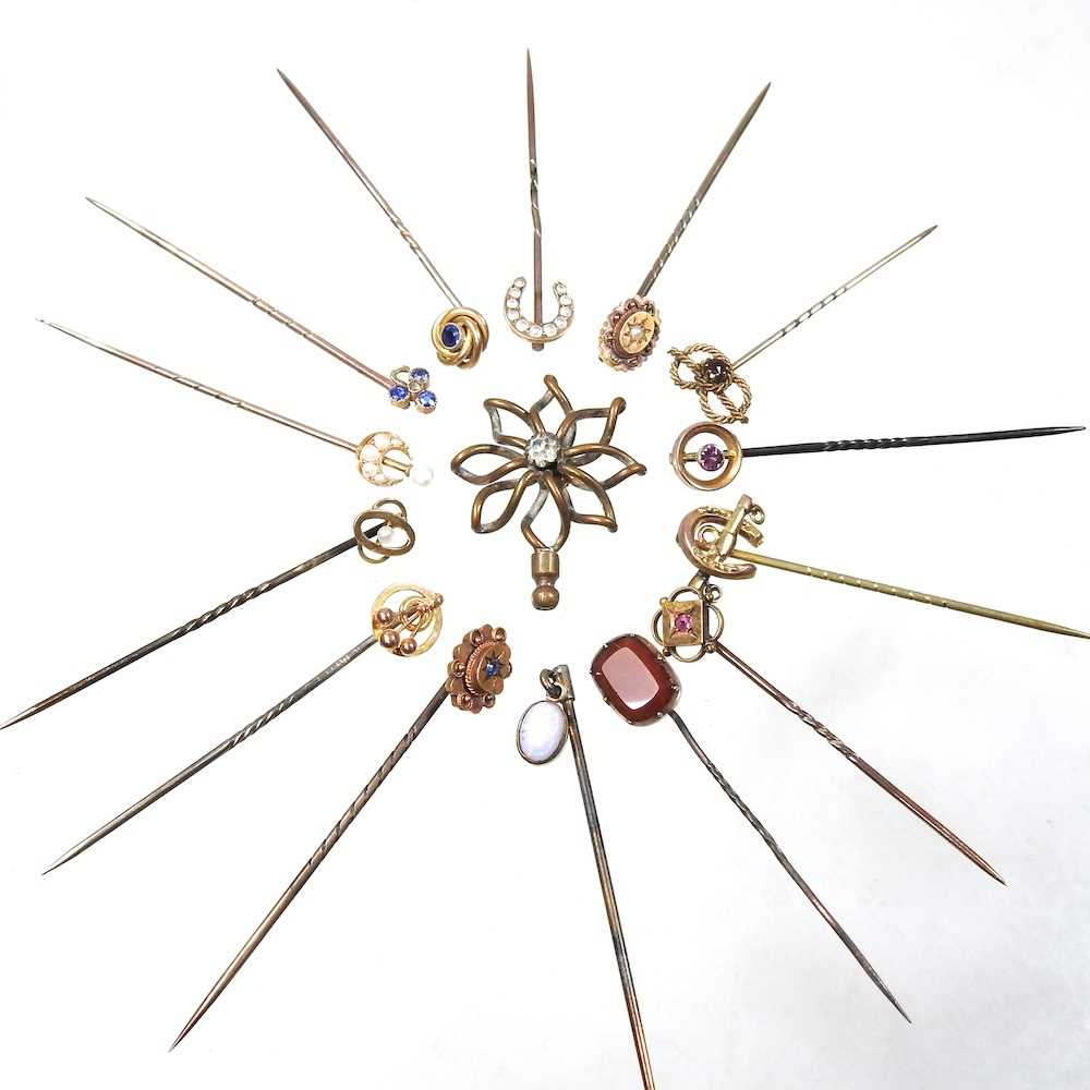 Lot 23 - A collection of mainly Victorian tie pins, to