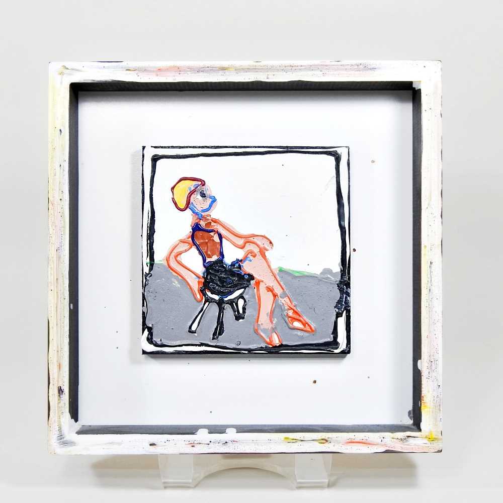 Lot 184 - John Kiki, b1943, lady in a chair, acrylic