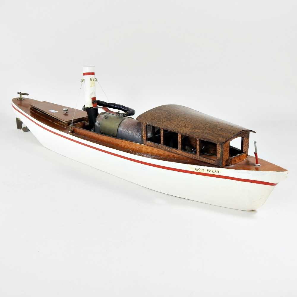 Lot 188 - A wooden model boat, Boy Billy, with engine,