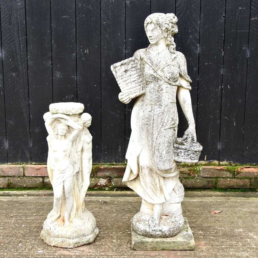 Lot 430 - A cast stone garden statue of a lady,