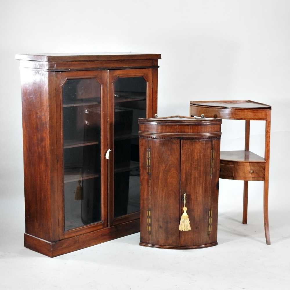Lot 242 - A Victorian glazed dwarf bookcase, 90cm wide,