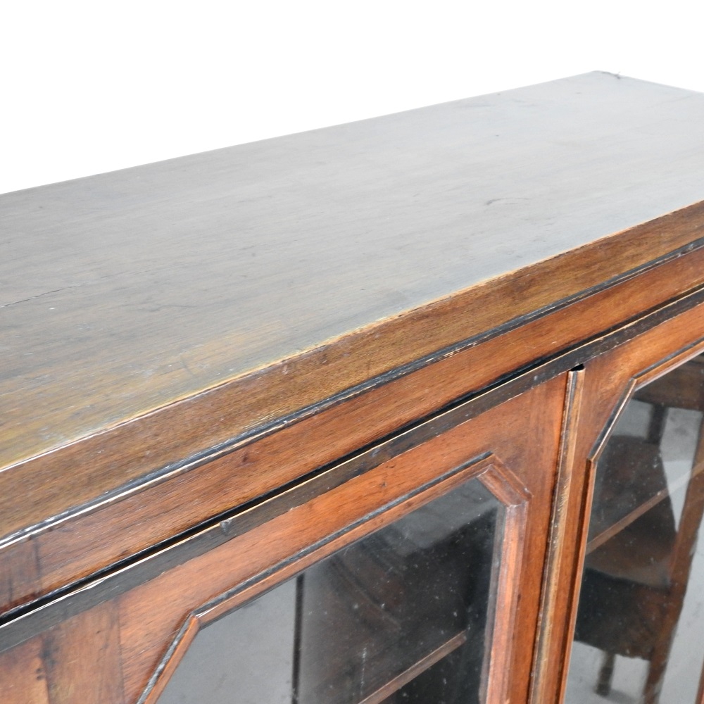 Lot 242 - A Victorian glazed dwarf bookcase, 90cm wide,