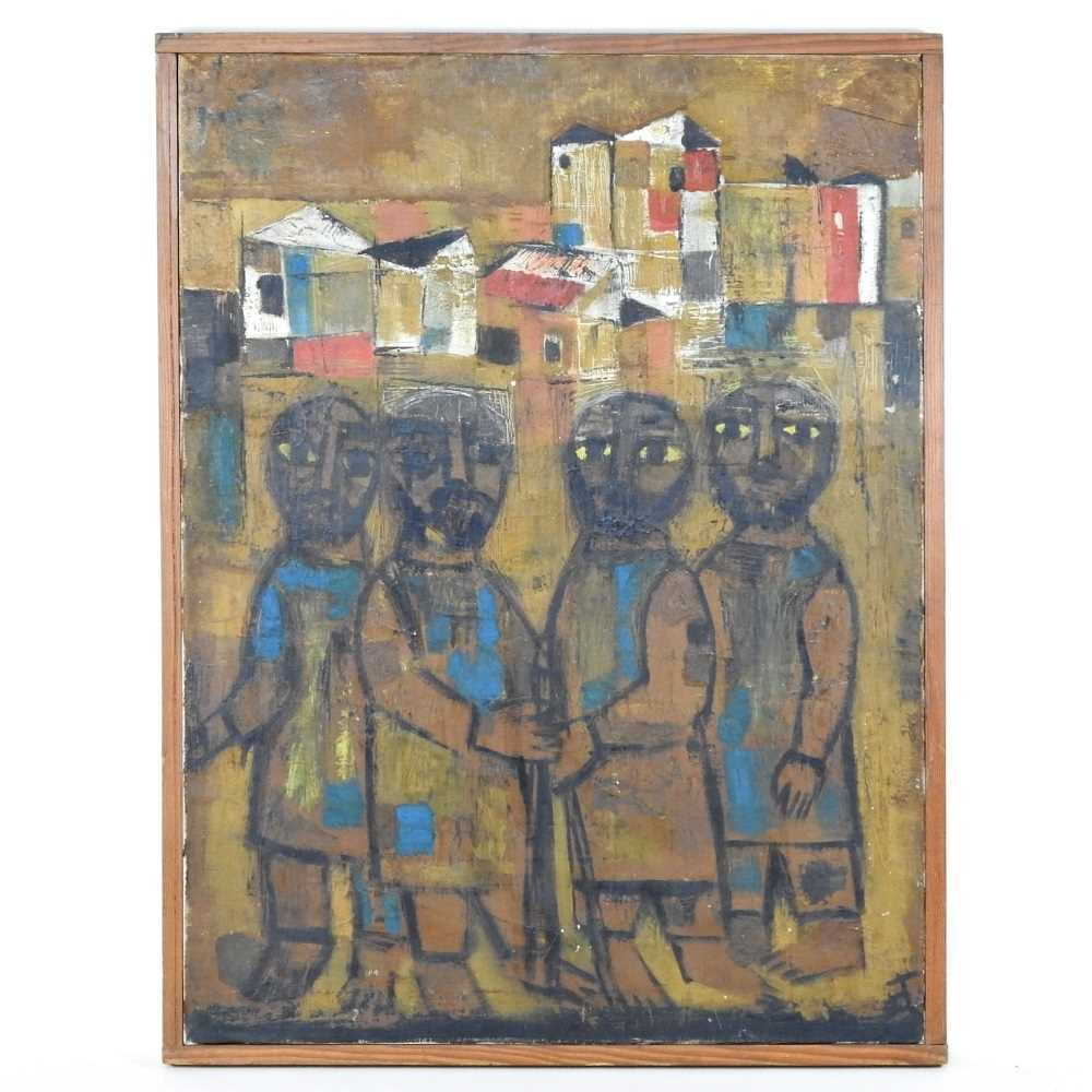 Lot 45 - Badri Narayan, 1929-2013, Four Elders, signed,