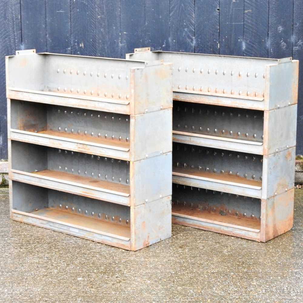 Lot 259 - A pair of grey metal stacking workshop