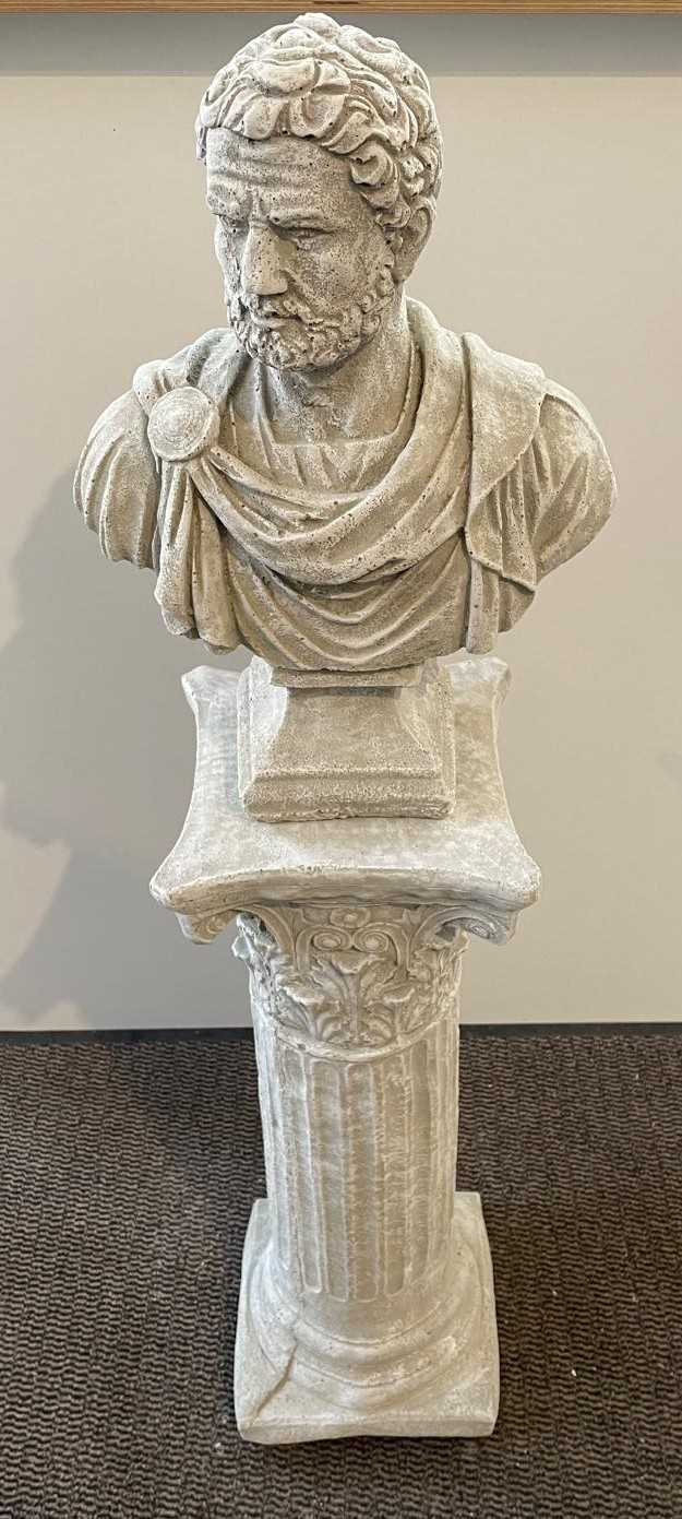 Lot 405 - A reconstituted stone Greek style bust on a