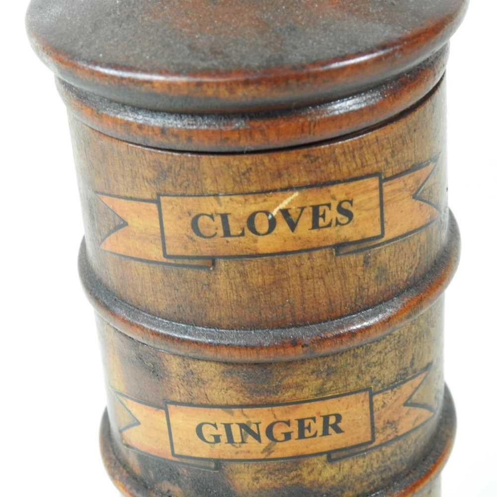 Lot 332 - A modern wooden four tier spice tower, of