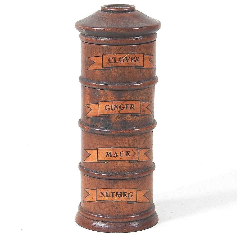 Lot 332 - A modern wooden four tier spice tower, of