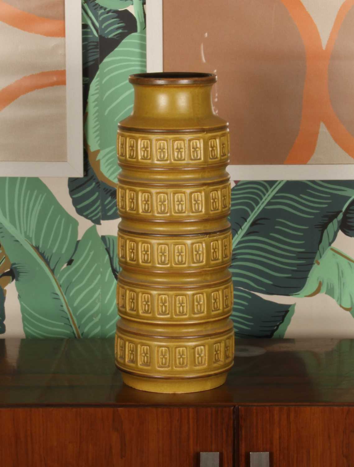 Lot 6 - A West German yellow glazed pottery vase,