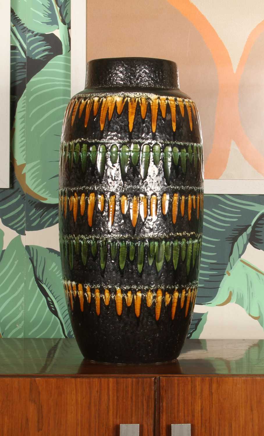 Lot 8 - A West German black, yellow and green glazed
