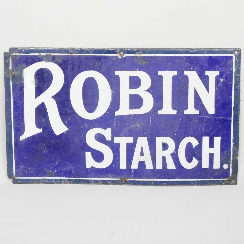 Lot 63 - An old enamel advertising sign, Robin Starch