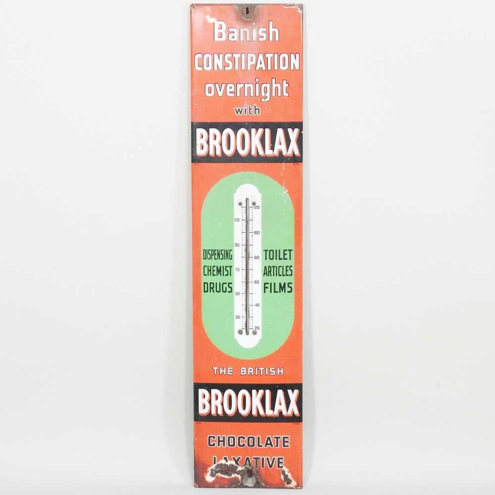 Lot 402 - An old enamel advertising sign, Brooklax,
