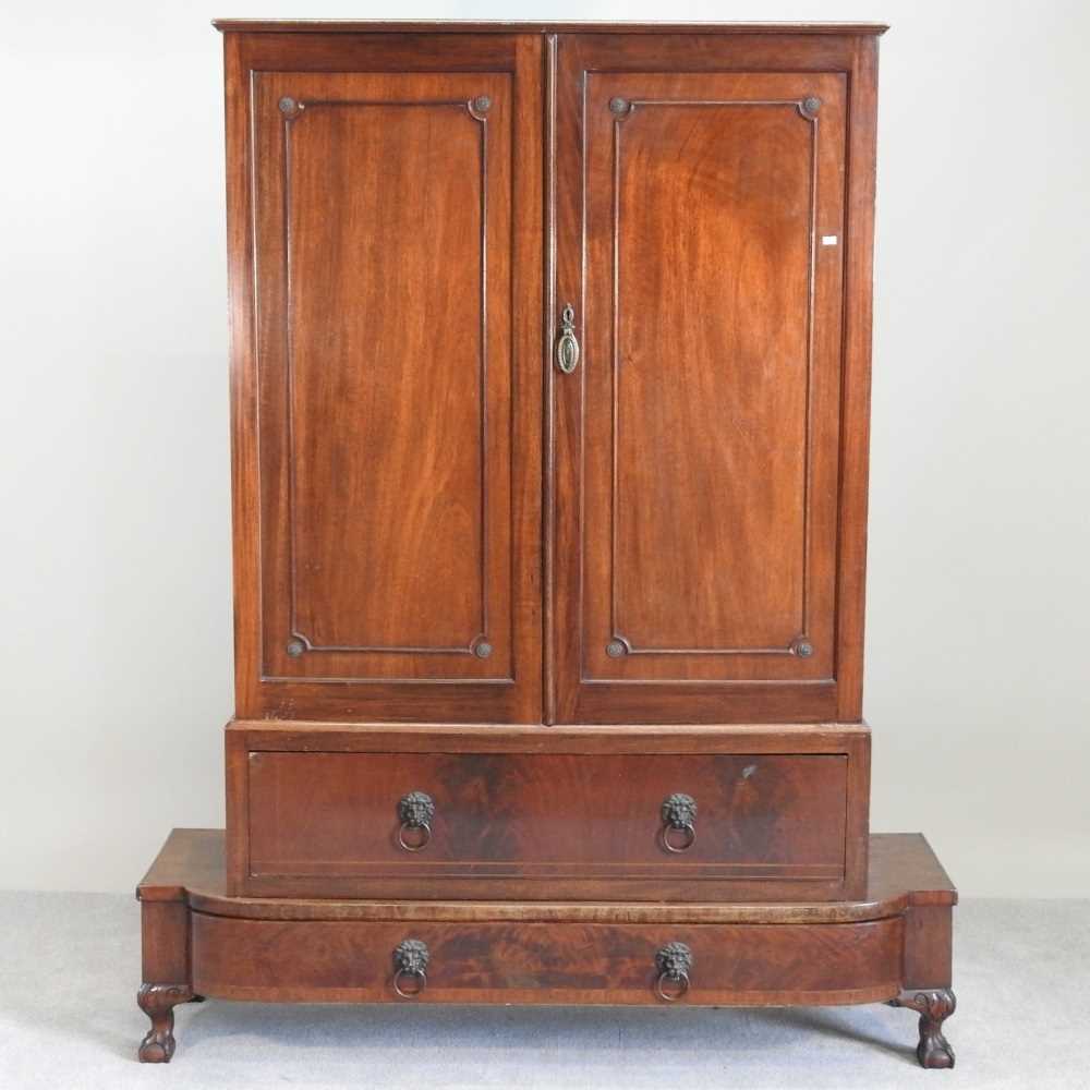 Lot 225 - A mahogany double wardrobe, made from 19th