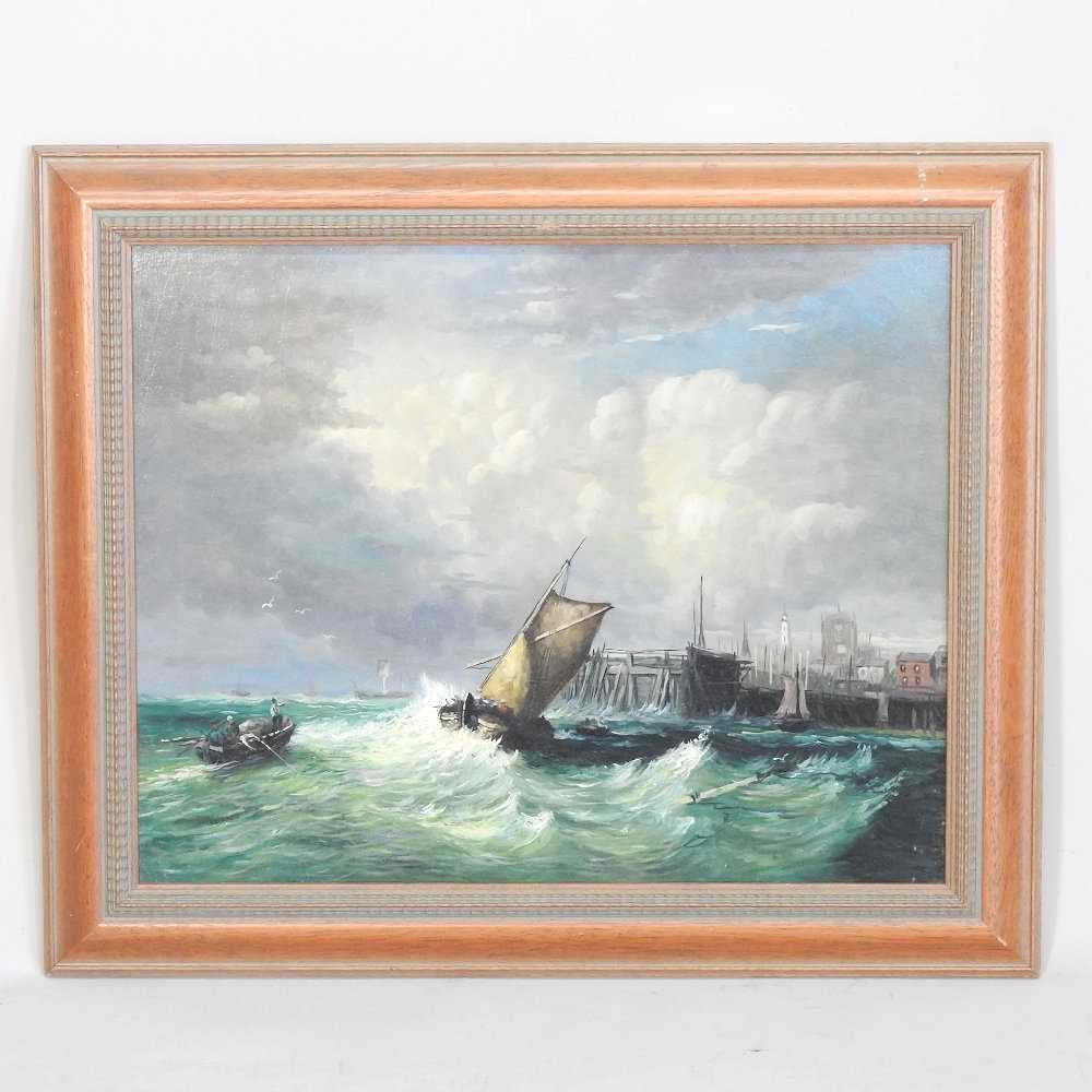 Lot 340 - English school, seascape with fishing