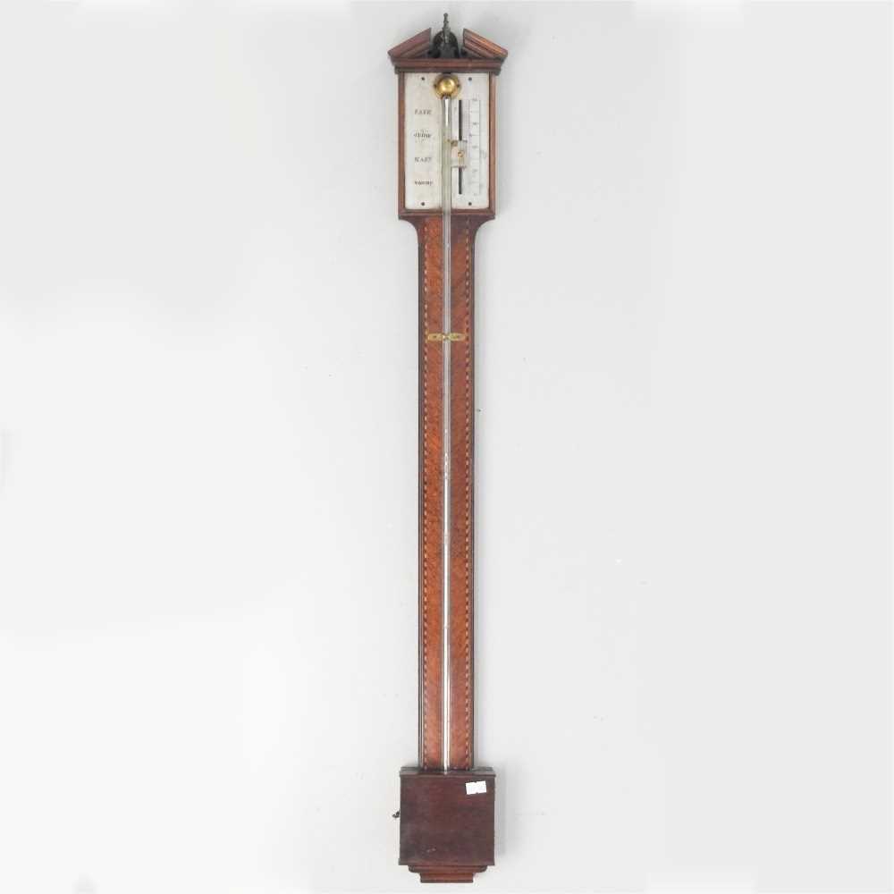 Lot 68 - A 19th century mahogany cased stick barometer,