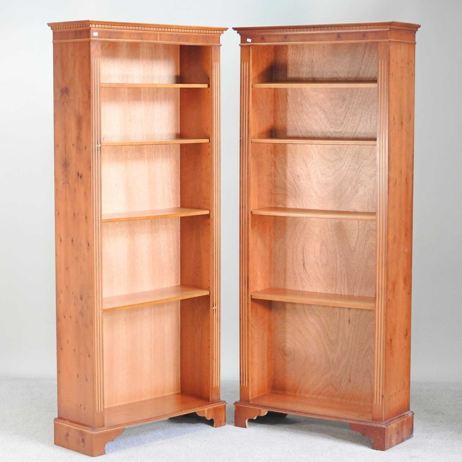 Lot 323 - A pair of reproduction yew wood open