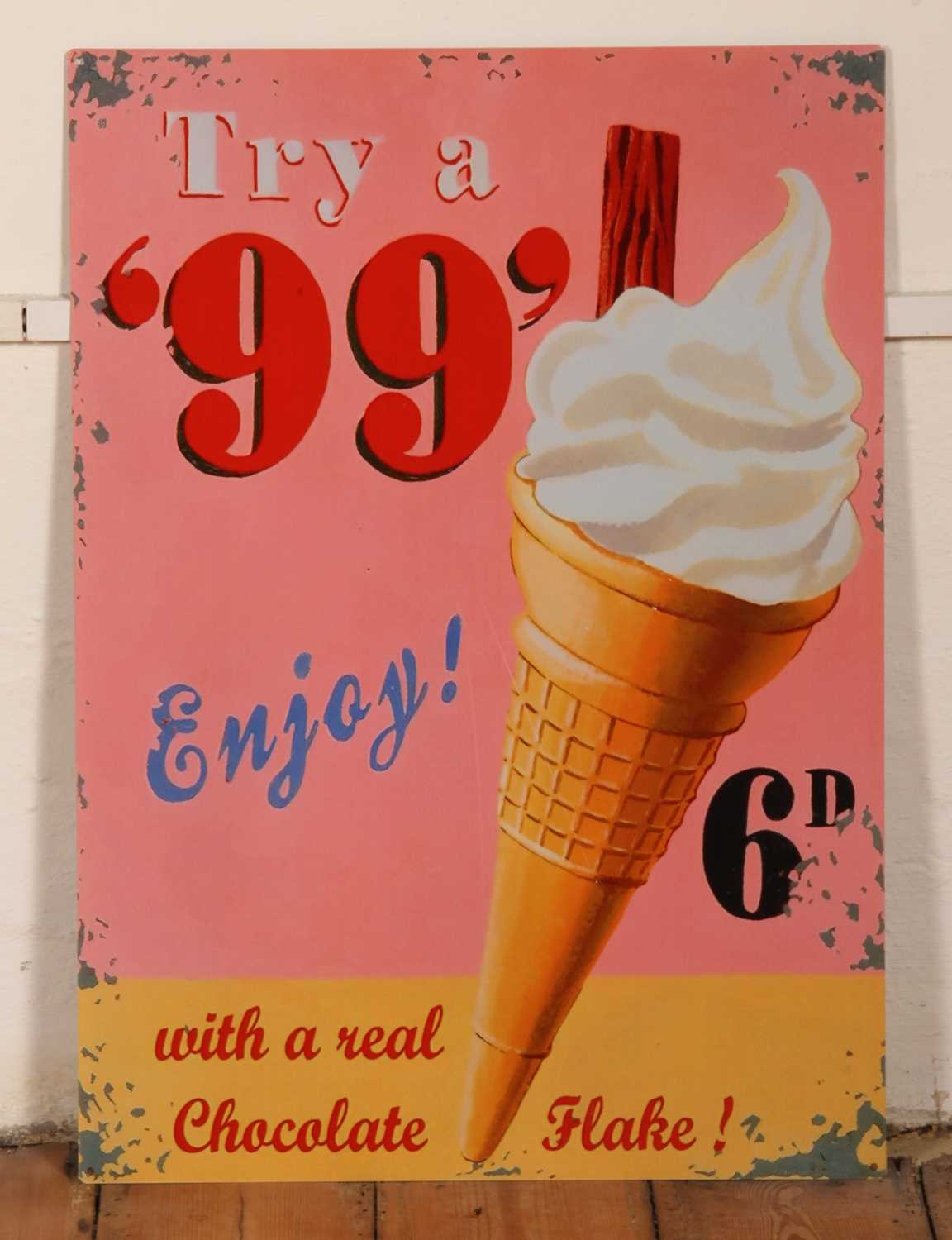 Lot 435 - A tin 99 ice cream advertising sign