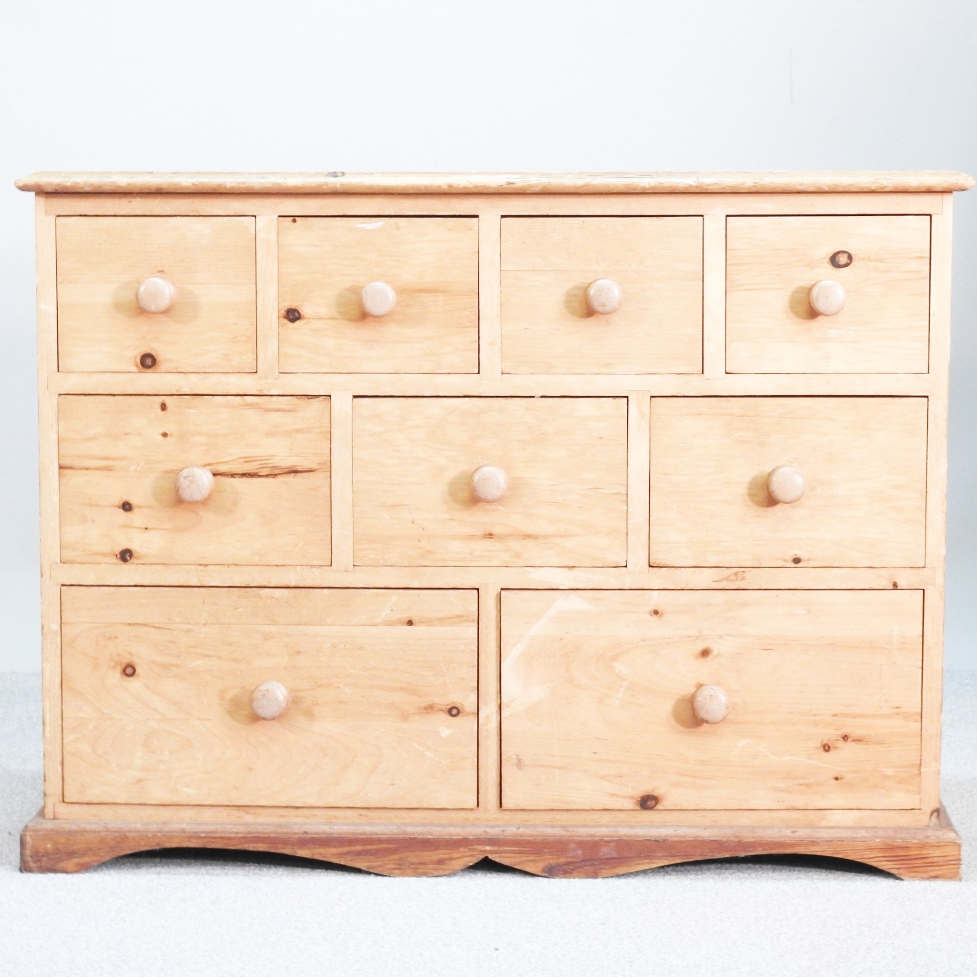 Lot 431 - A small stripped pine merchants' chest,