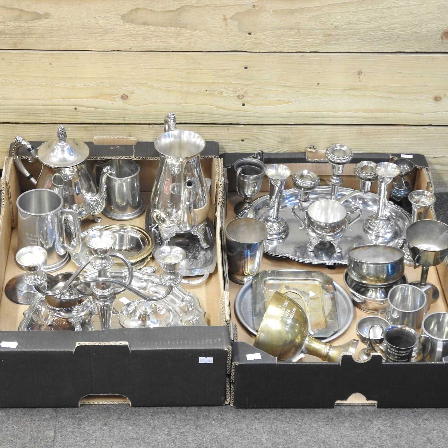 Lot 245 - A collection of silver plate and metalwares,