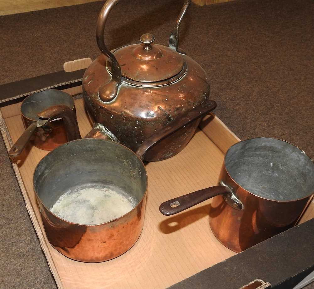 Lot 229 - Two boxes of copper and pewter
