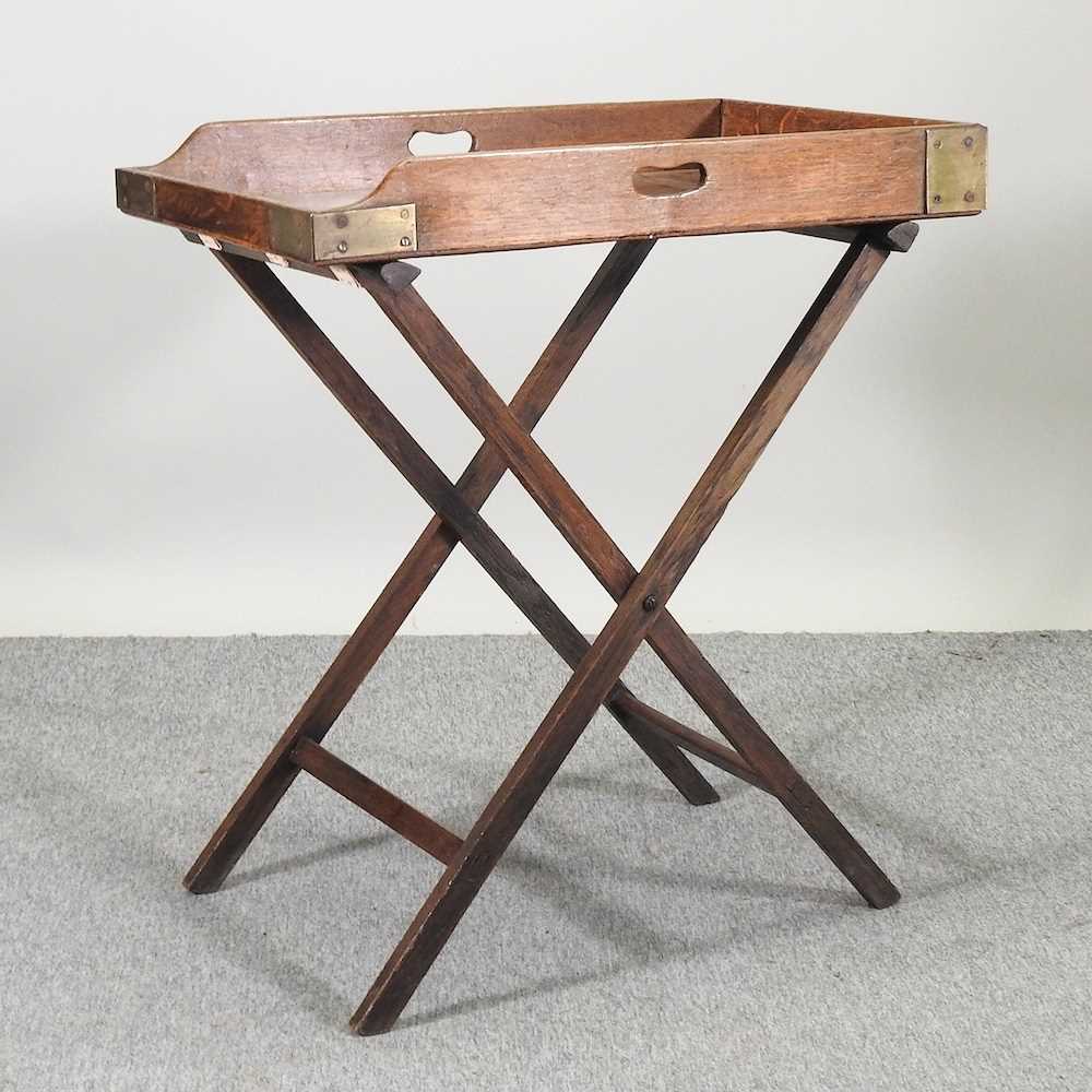 Lot 73 - A Victorian oak brass bound butler's tray